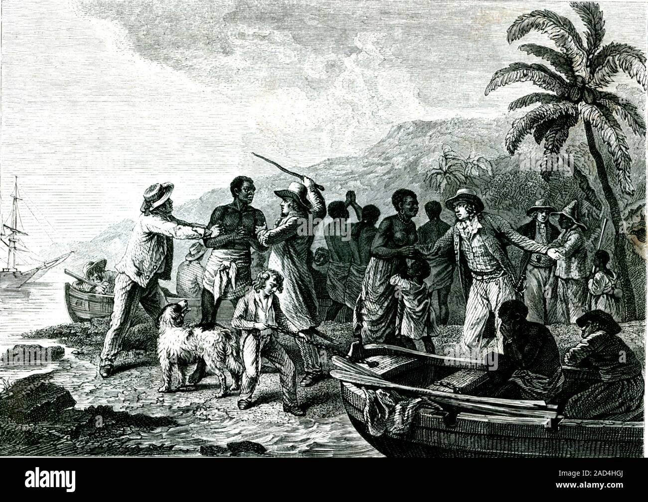Slave trade. 1898 illustration of a painting by the English painter ...