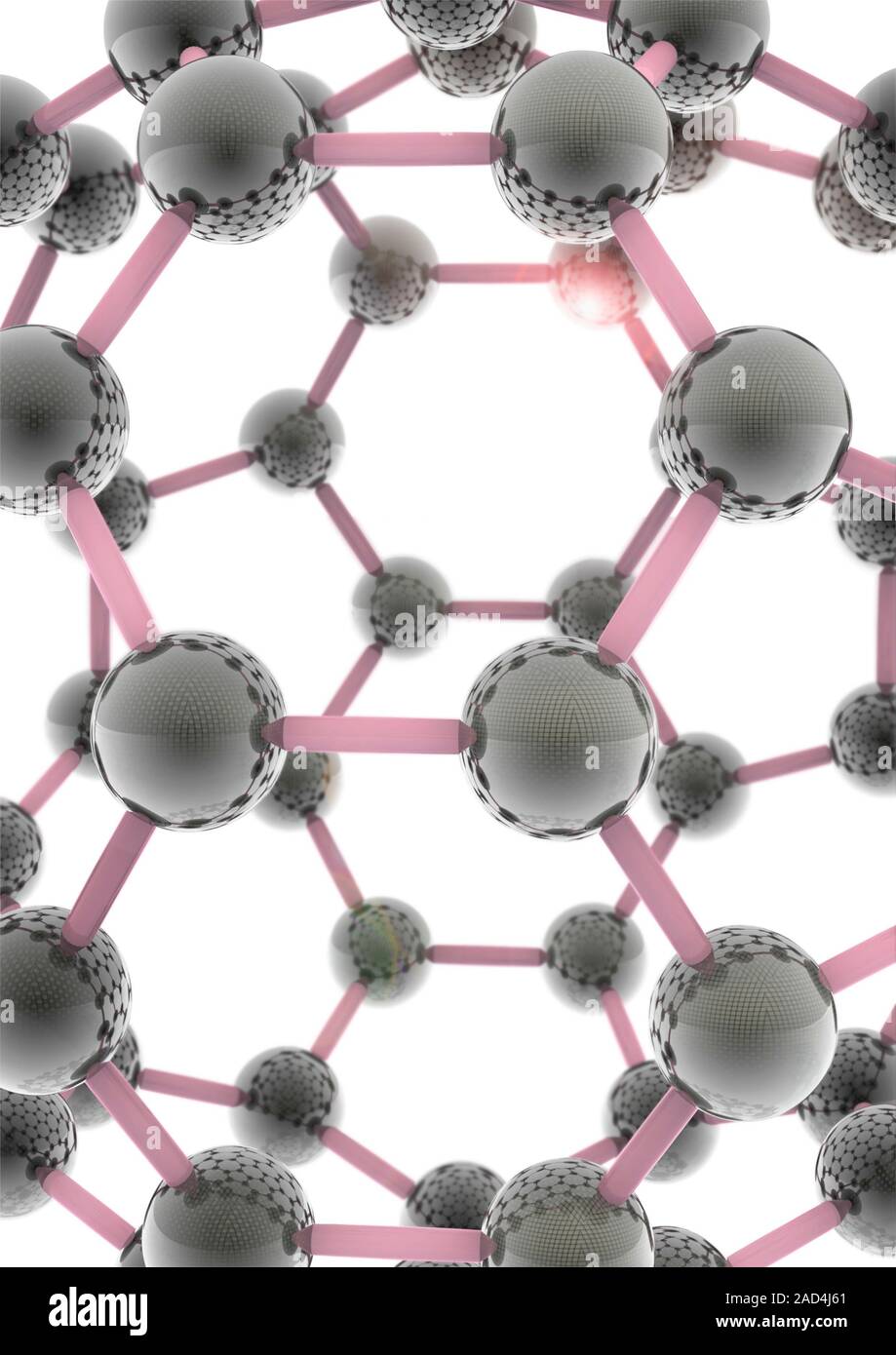 Fullerene molecule. Illustration of a spherical fullerene molecule ...
