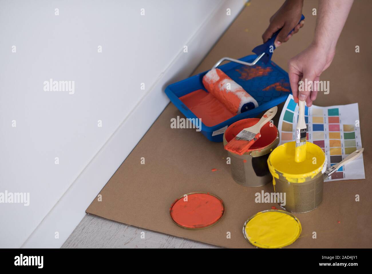 painters prepare color for painting Stock Photo - Alamy