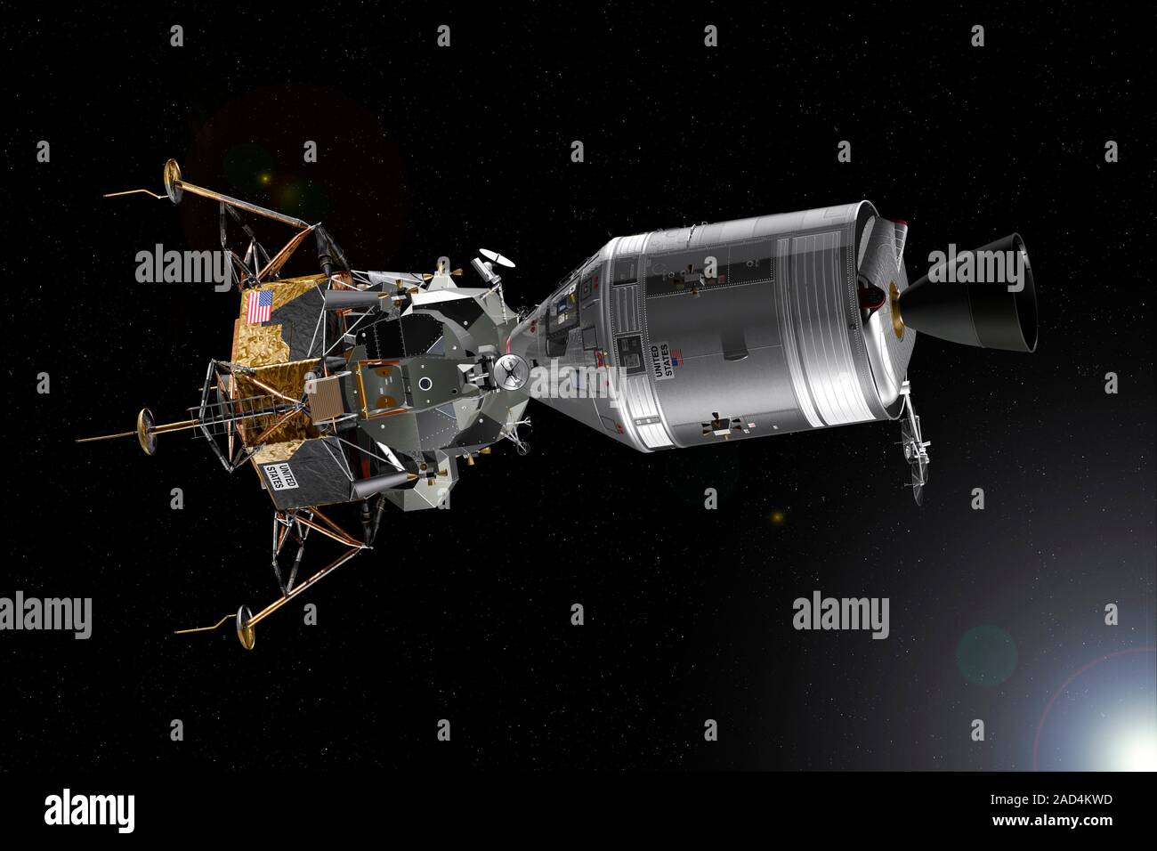 Apollo Spacecraft Illustration Of The Apollo Lunar Module Lm Left Gold And The Apollo