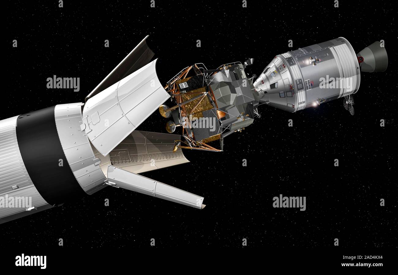 Apollo Lunar Module Docking And Extraction Illustration Showing The Command Service Module Csm