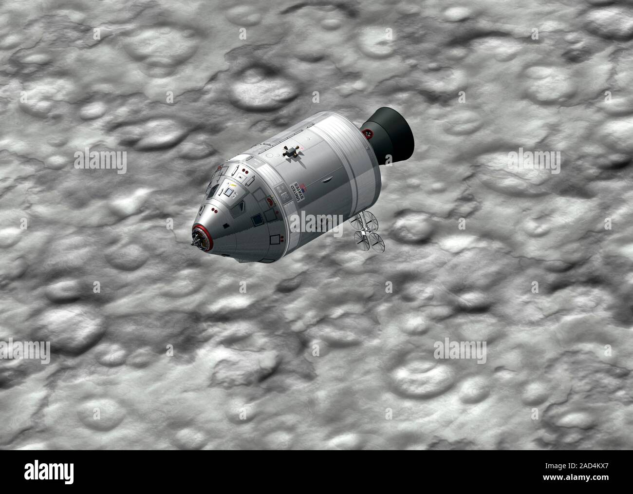 Apollo spacecraft in lunar orbit. Illustration of the Command/Service ...