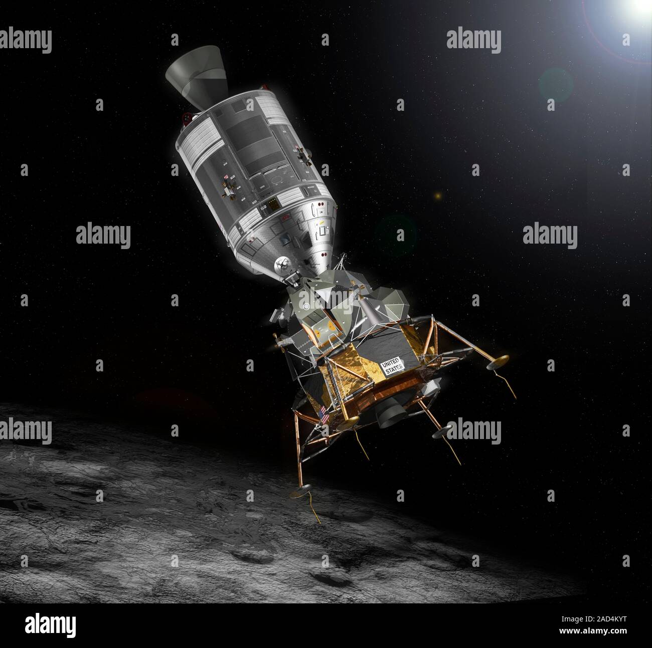 Apollo Spacecraft Illustration Of The Apollo Lunar Module Lm Gold And The Apollo Command