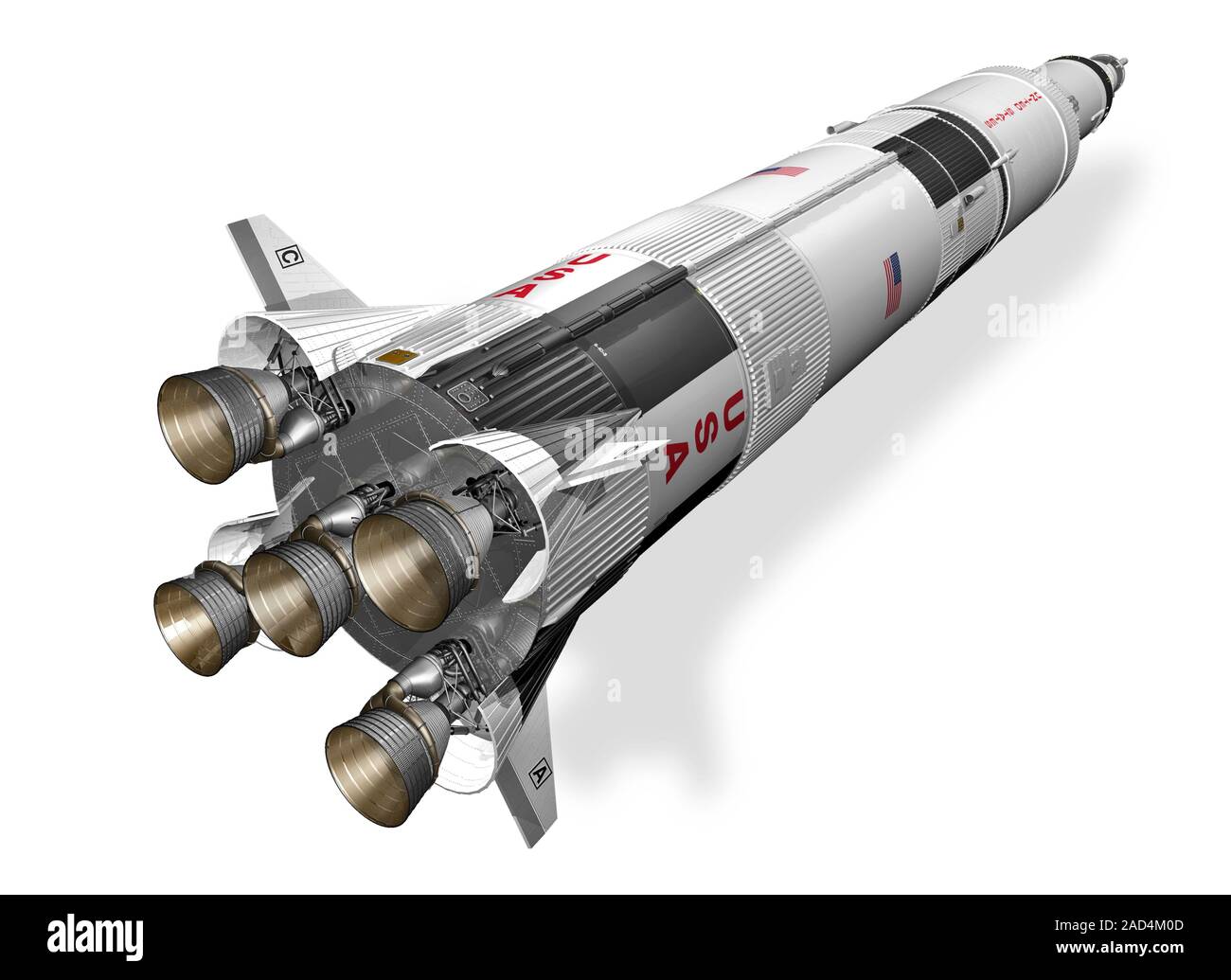 Saturn V rocket, illustration. The Saturn V launch vehicle was used by ...