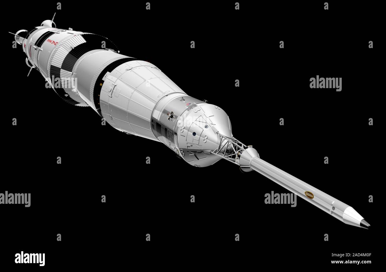 Saturn V rocket. Illustration of the Saturn V rocket carrying the Apollo Command/Service Module ...