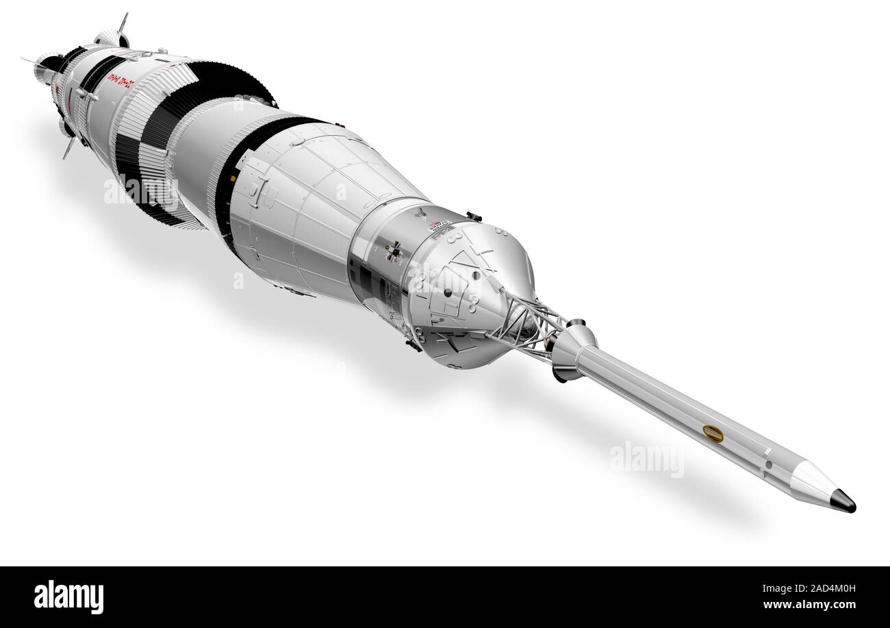 Saturn V rocket. Illustration of the Saturn V rocket carrying the ...