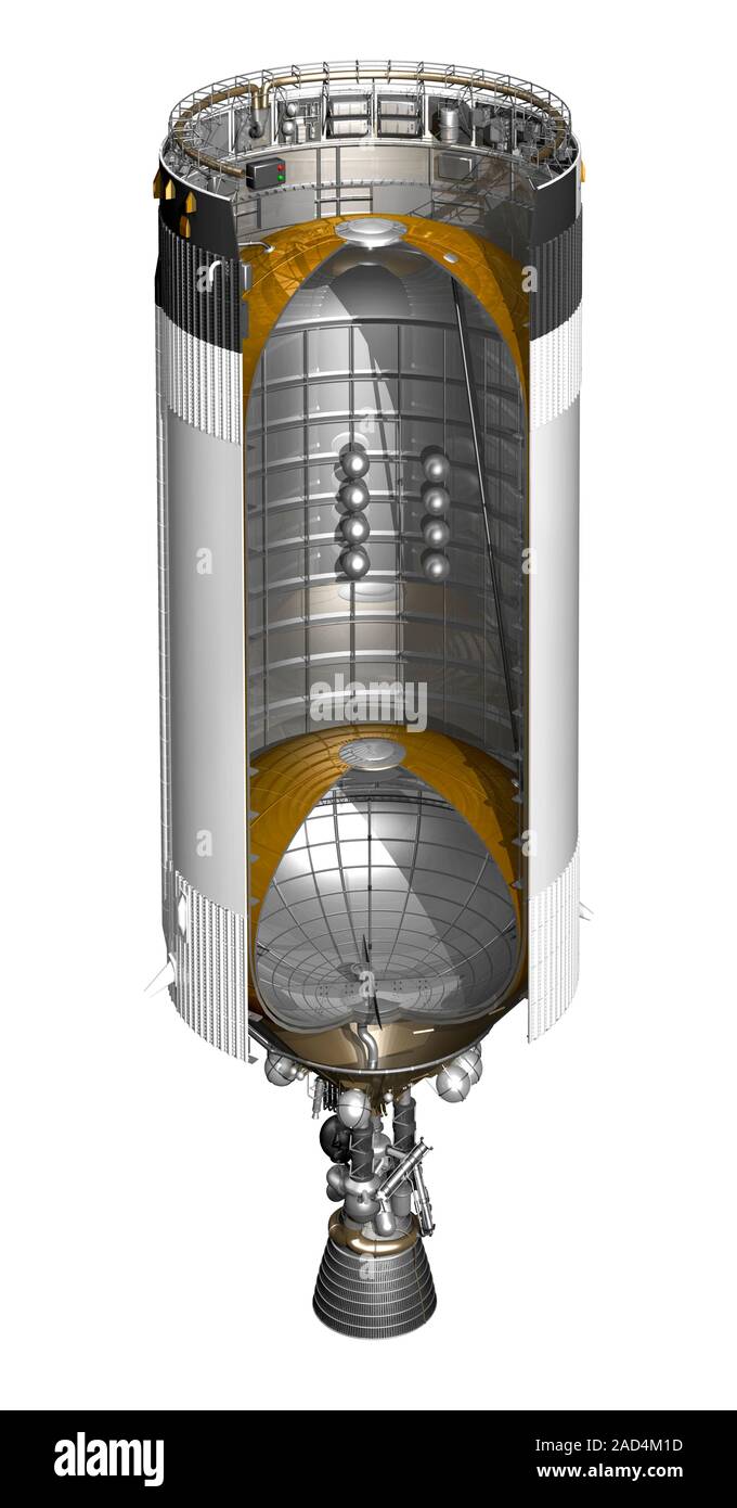 Saturn V rocket. Cutaway illustration of the third stage (S-IVB) of the ...