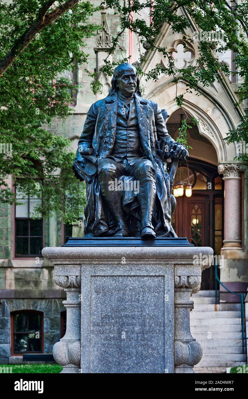 Ben Franklin. Statue of the US scientist and statesman Benjamin ...