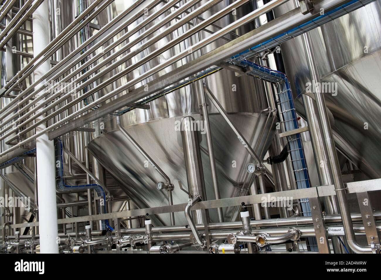 Dogfish Head Brewery. Fermentation tanks inside the Dogfish Head ...
