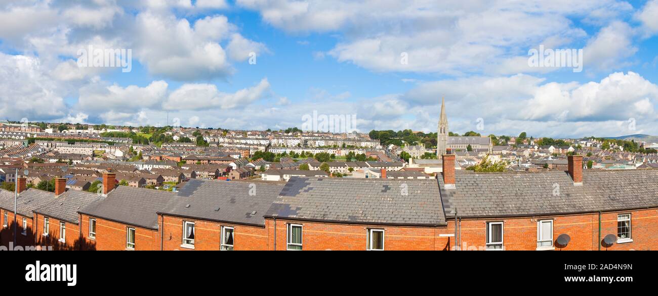 Urban skyline of Derry city (also called London derry) in northern ...