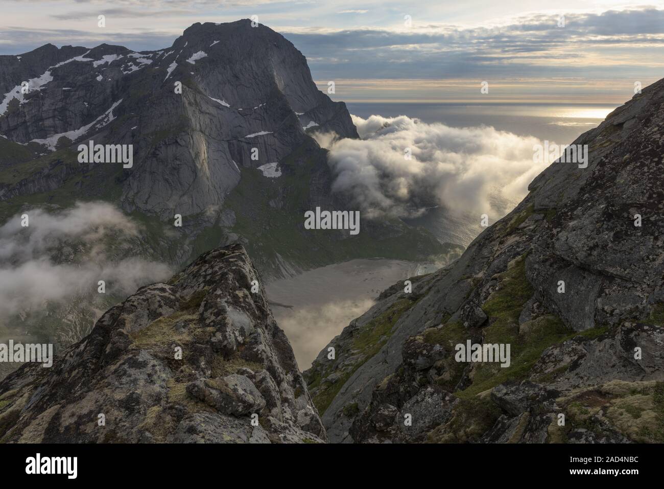 Evening mood over the Atlantic, Moskenesoeya, Lofoten, Norway Stock ...
