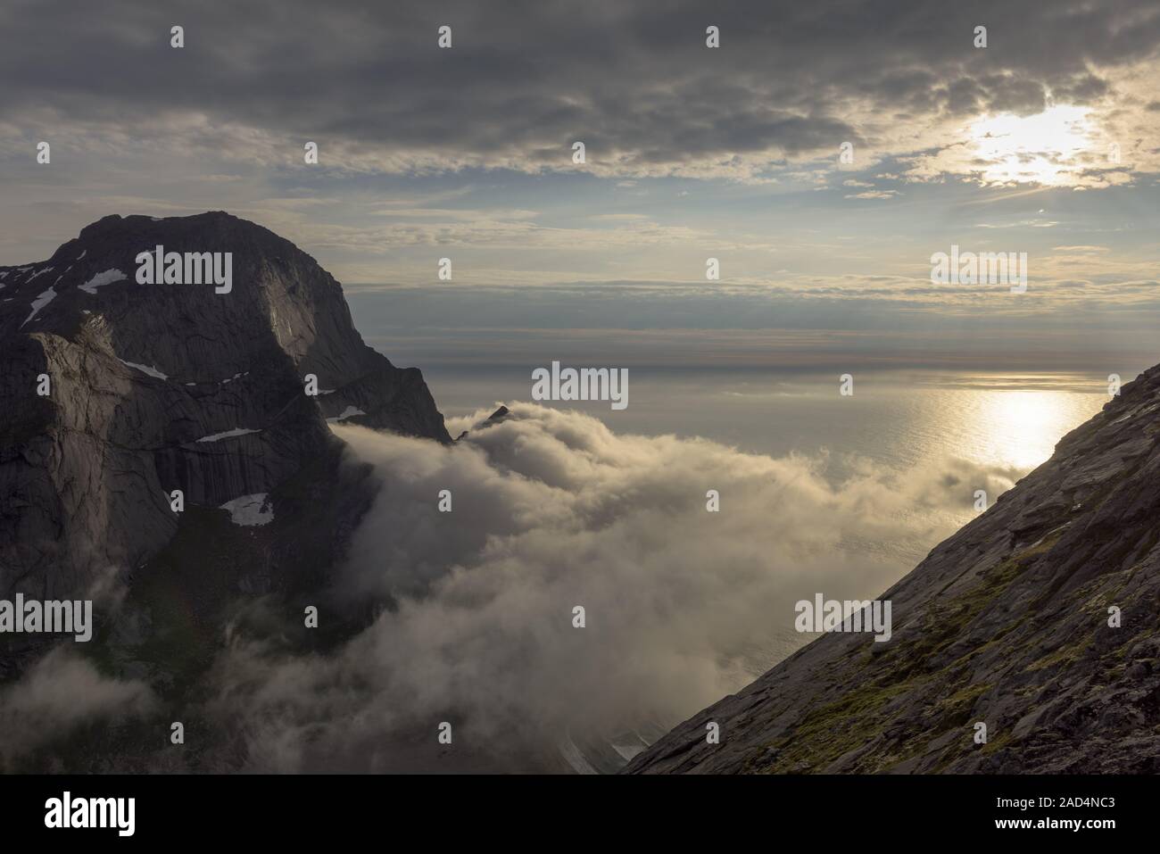 Evening mood over the Atlantic, Moskenesoeya, Lofoten, Norway Stock ...