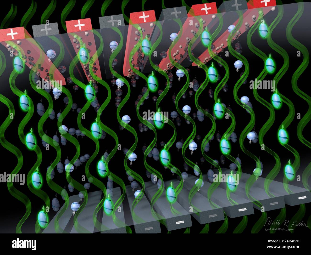 Quantum spin computing, illustration. Quantum computers, which are ...
