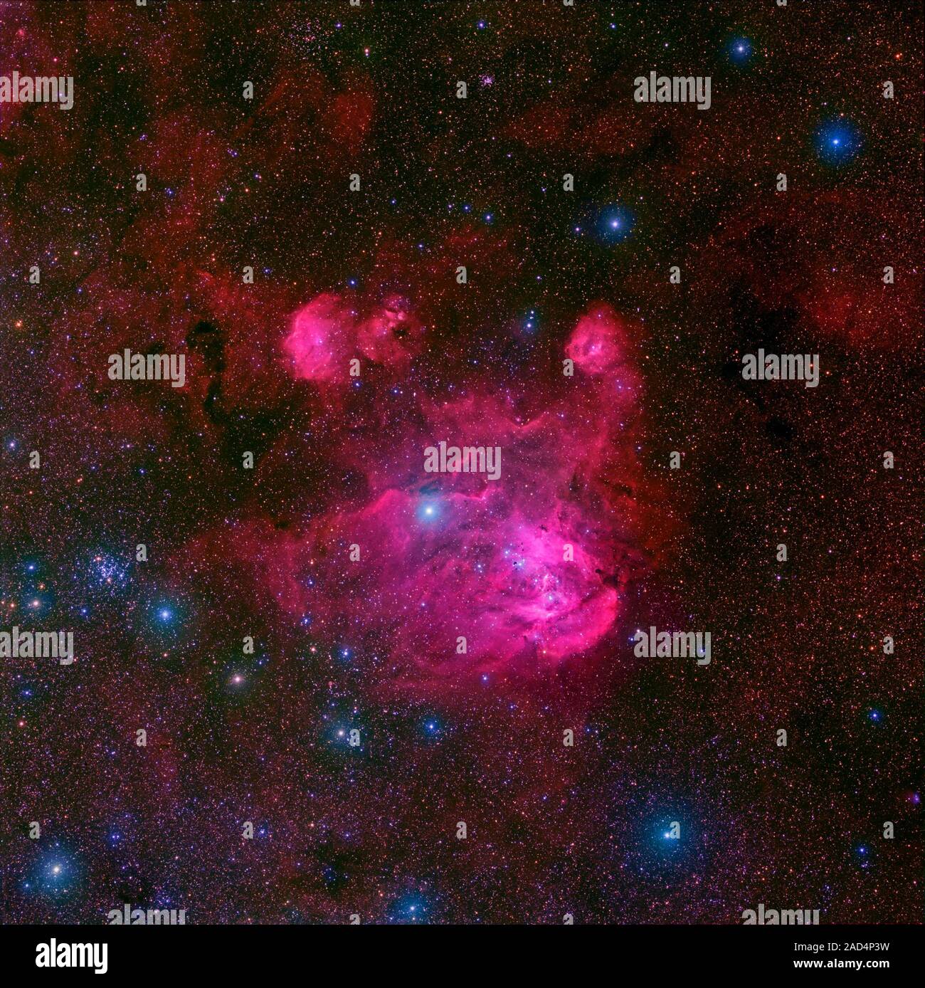 IC 2944 emission nebula, composite image. This HII region (an emission ...