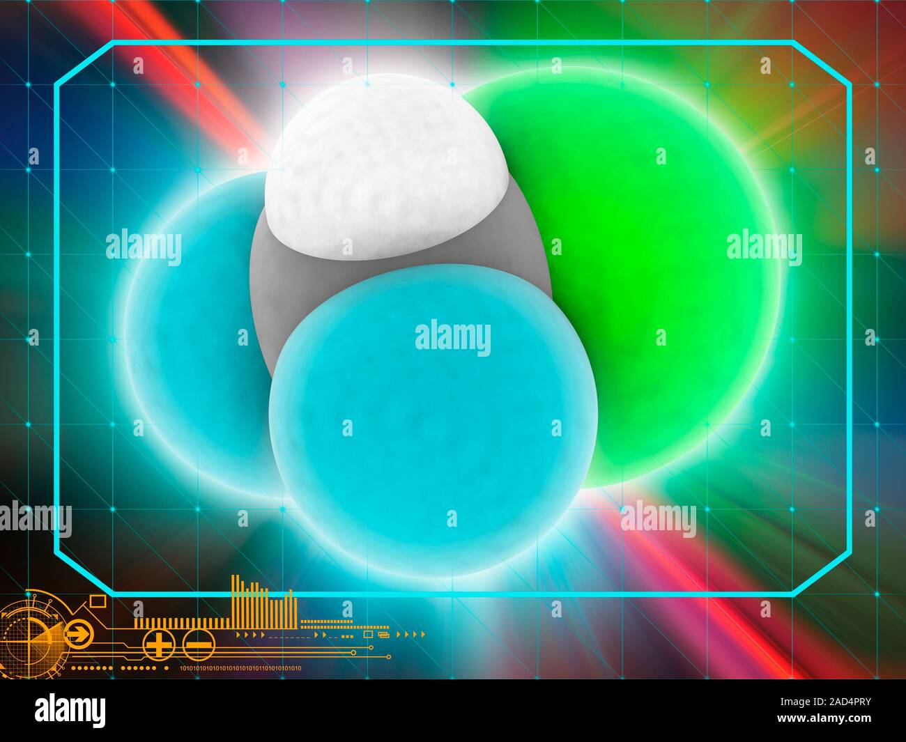 Chlorodifluoromethane. Molecular model of the chemical compound ...