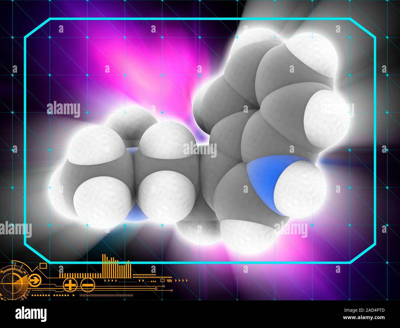 N,N-Dimethyltryptamine (DMT). Molecular model of the drug N,N ...