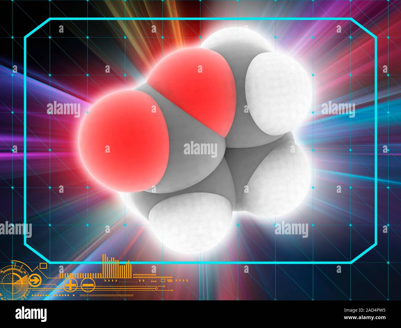 Gamma-Butyrolactone (GBL). Molecular model of the chemical compound ...