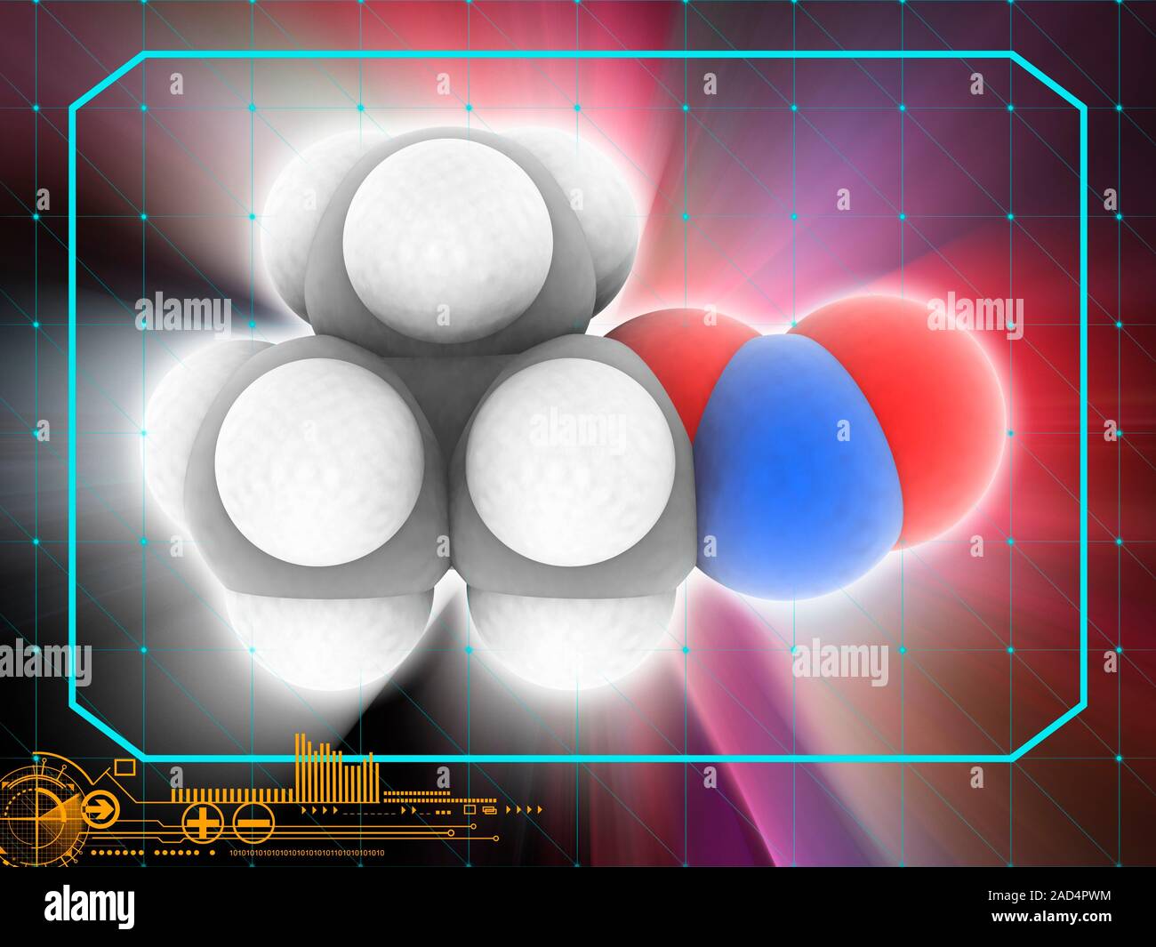 Isobutyl nitrite. Molecular model of the chemical compound isobutyl ...