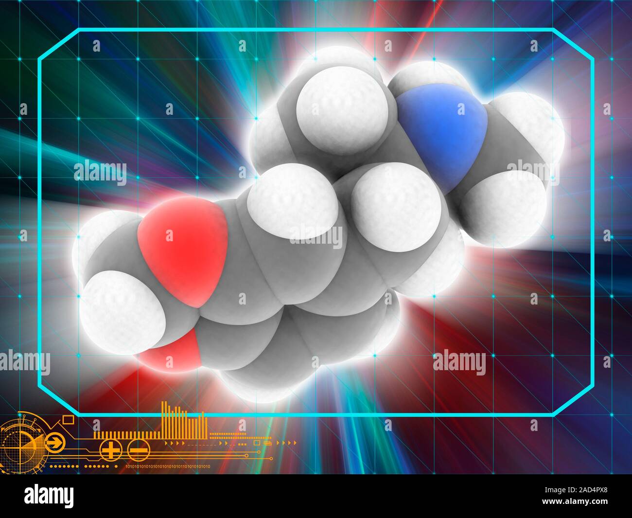 MDMA. Molecular model of the drug MDMA (3,4 ...