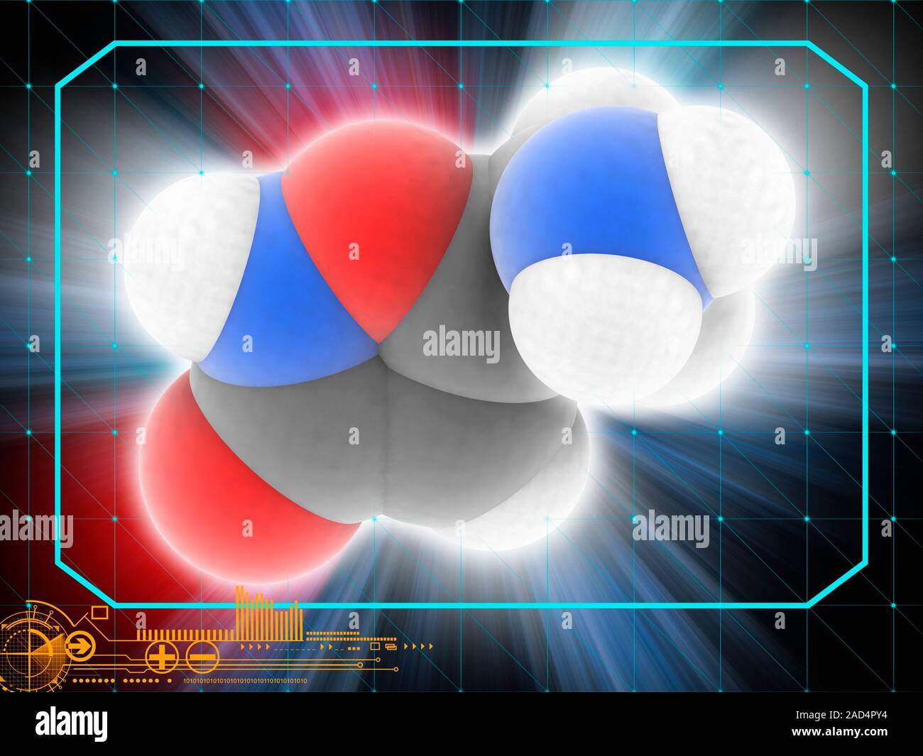 Muscimol. Molecular model of the drug muscimol (C4.H6.N2.O2). This ...