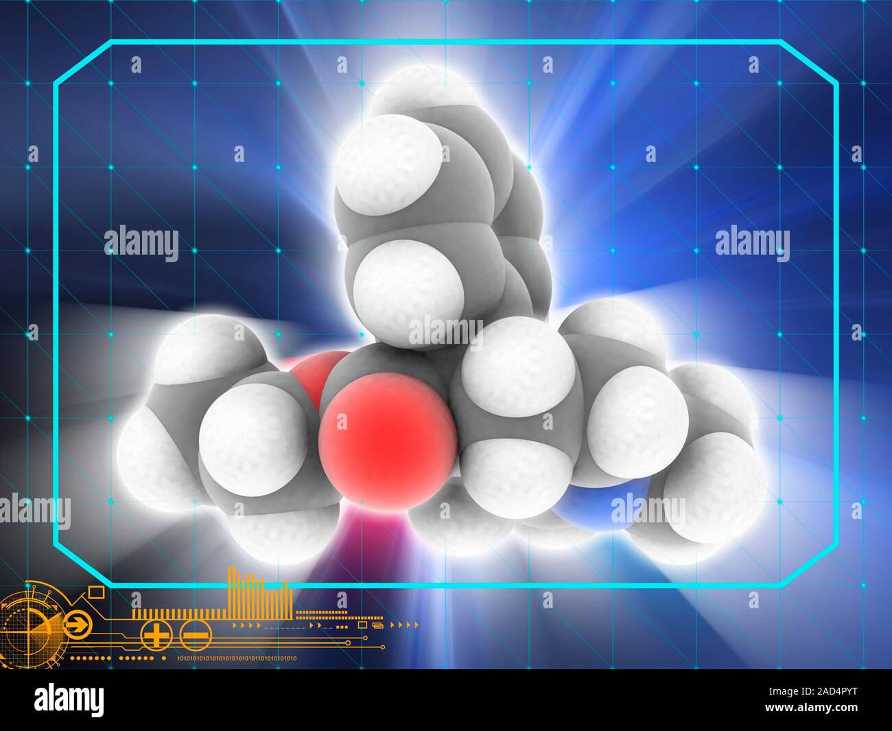 Pethidine (Meperidine). Molecular model of the drug pethidine ...