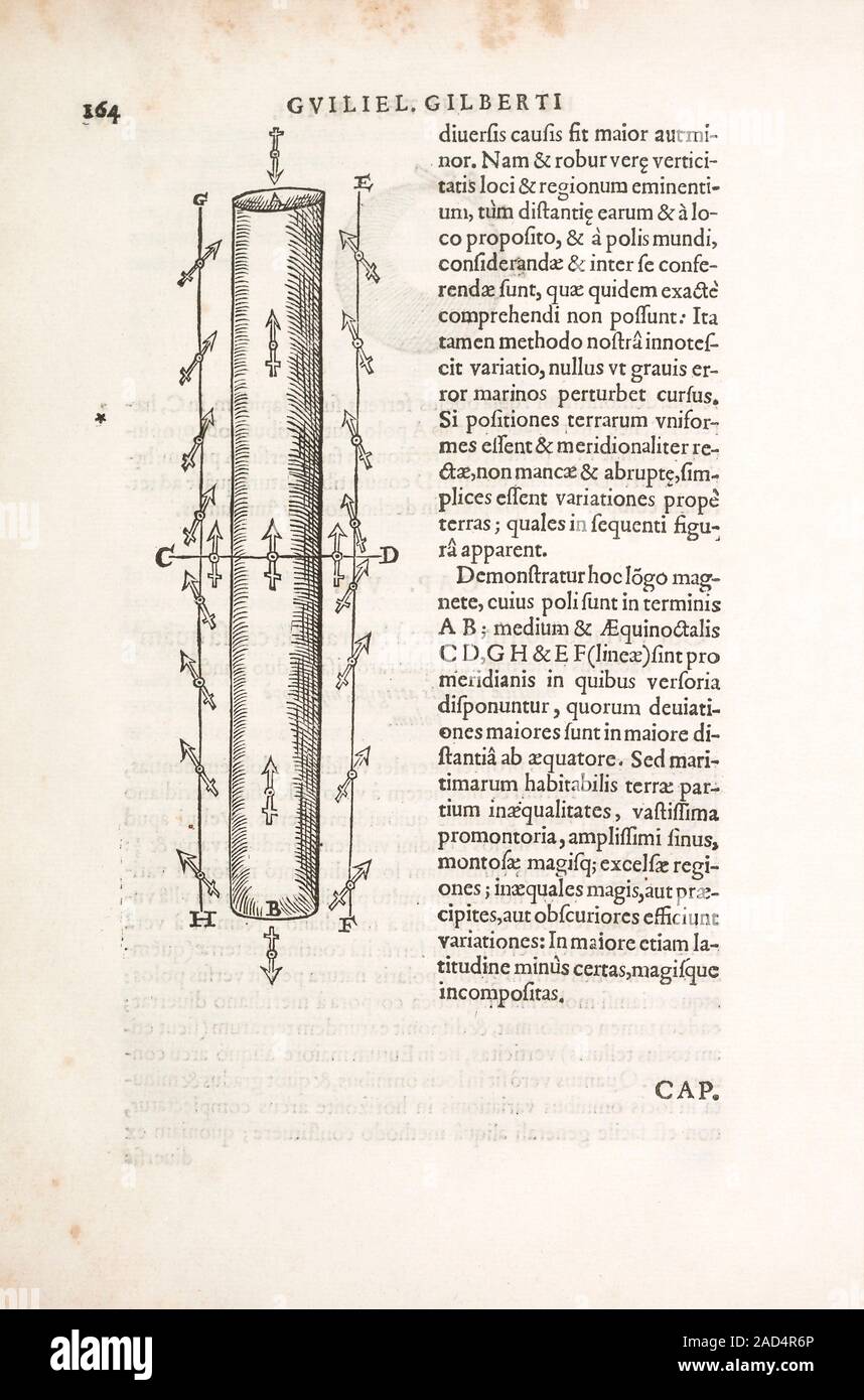 Gilbert on magnetic declination. Page from 'De Magnete' (On the Magnet ...