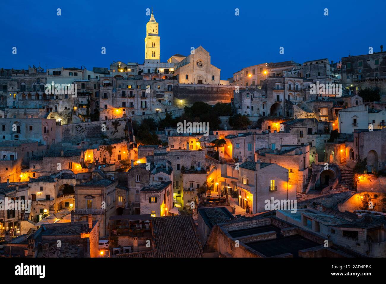 Europe evening twilight in sasso barisano with the cathedral hi-res ...