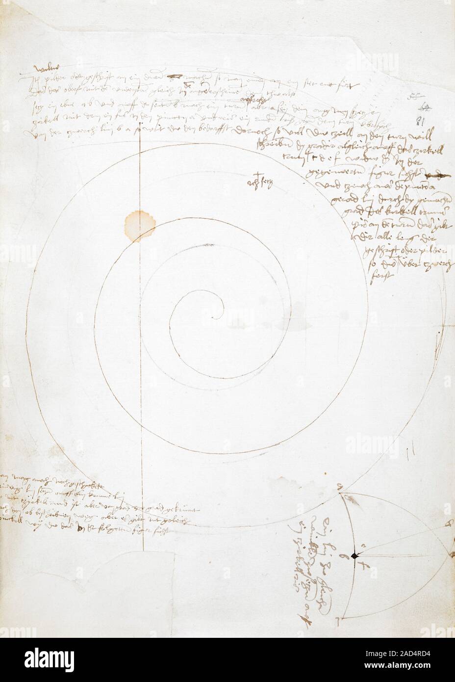 Geometrical study by Durer. Illustrations of geometry diagrams and text ...