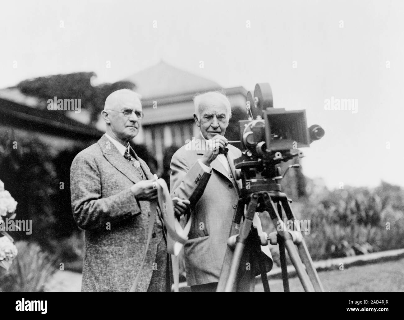 Eastman and Edison with a movie camera. US inventor, industrialist and ...