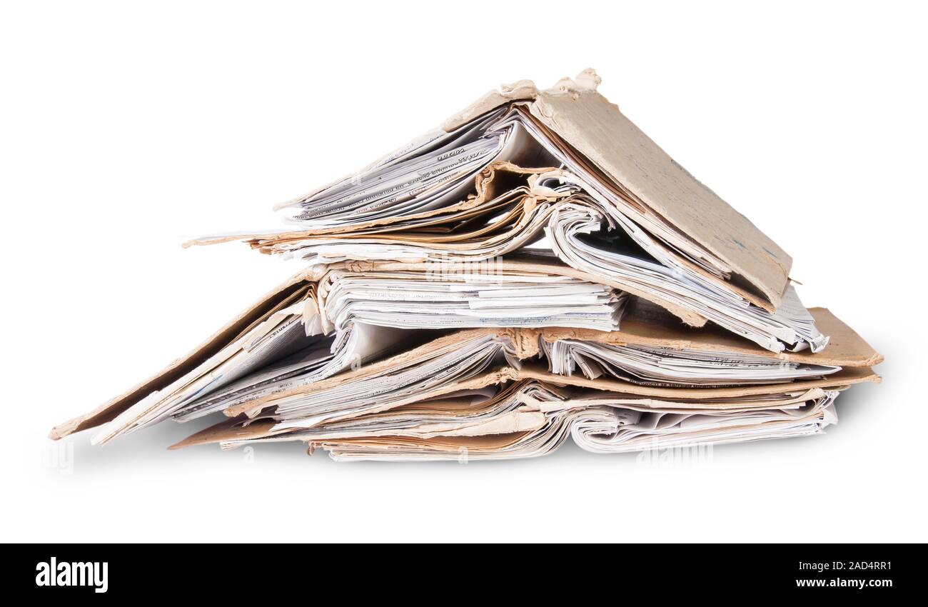 Chaotic Stacked And One Open Old Files Stock Photo - Alamy