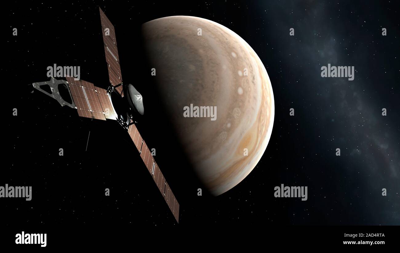Juno spacecraft at Jupiter. Computer illustration of NASA's Juno ...