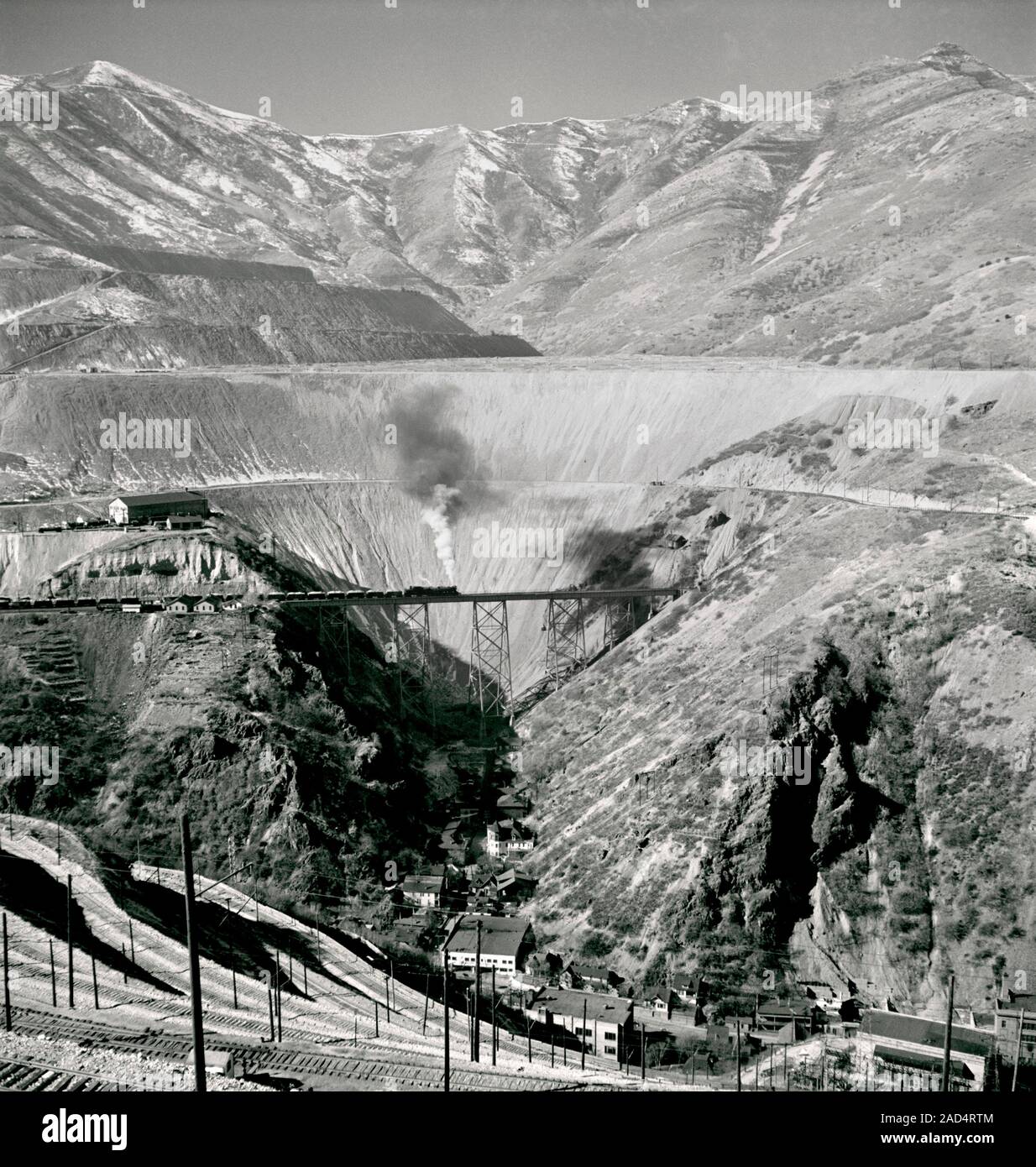 Bingham Canyon copper mine. Section of the open-pit mining operations ...