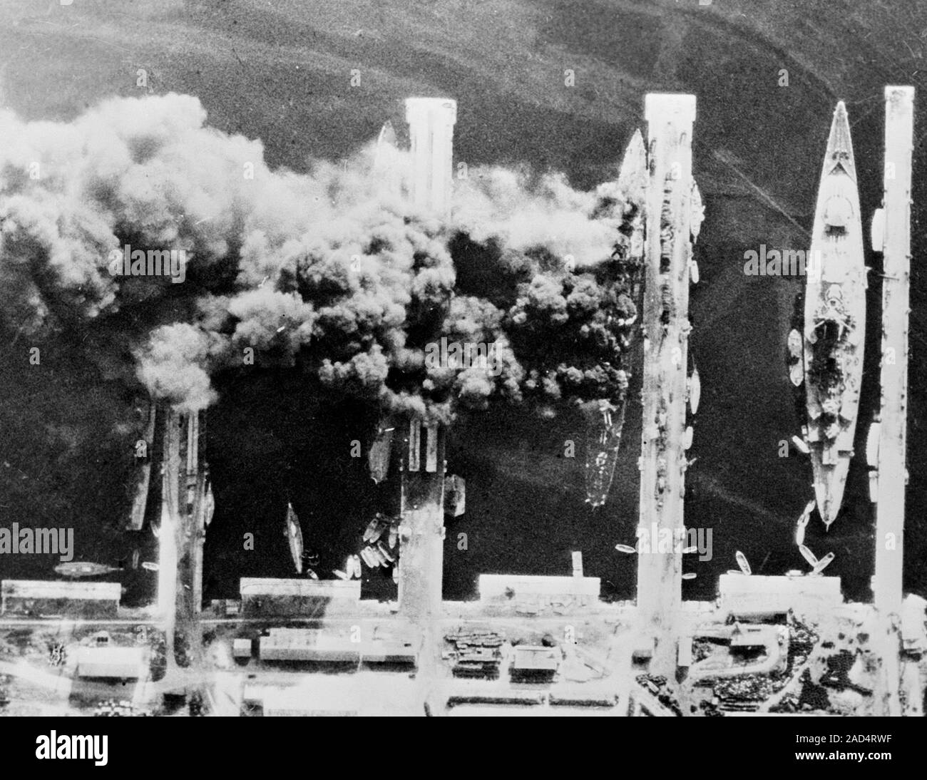 Scuttling of the French fleet in World War II. Aerial photograph of ...