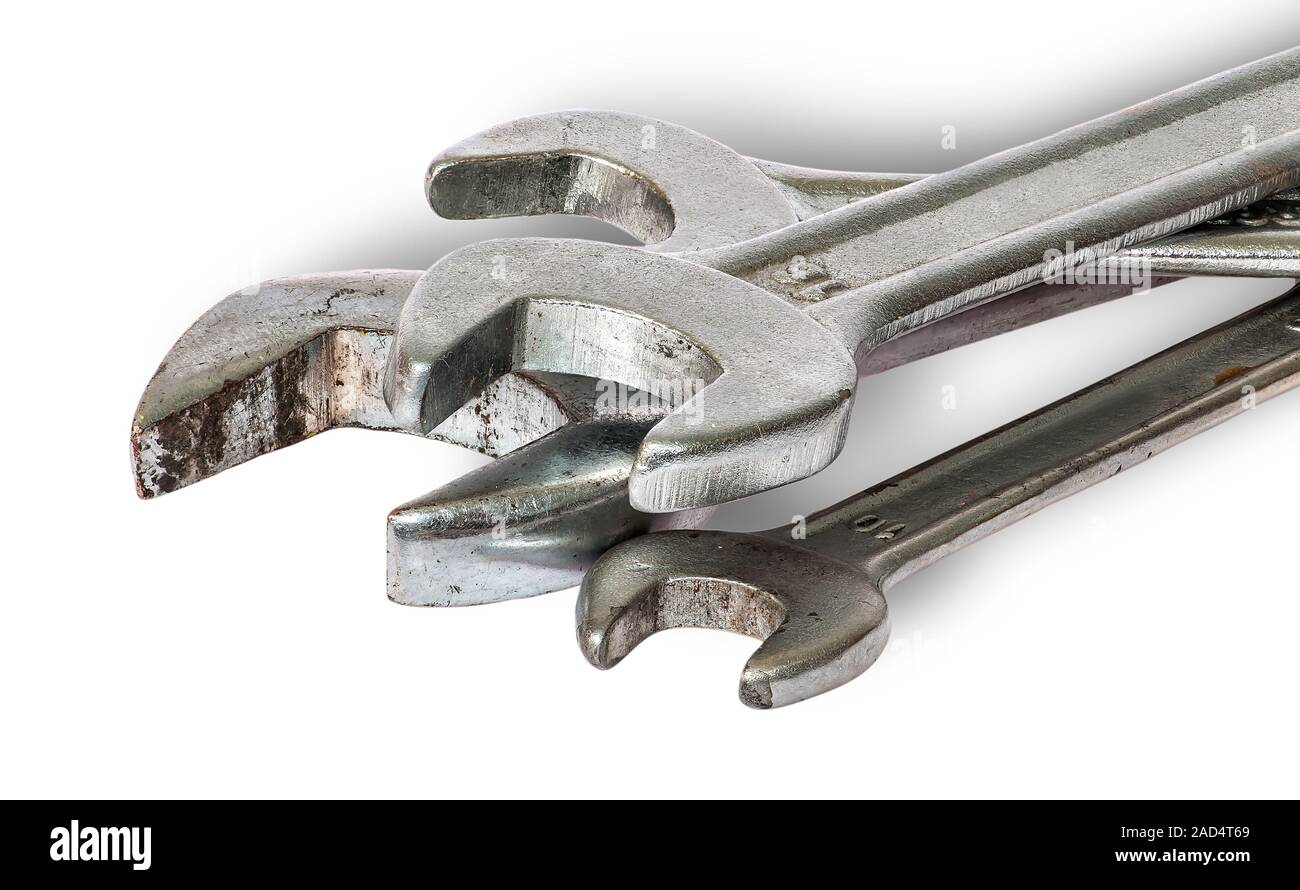 Closeup old set of wrenches Stock Photo - Alamy