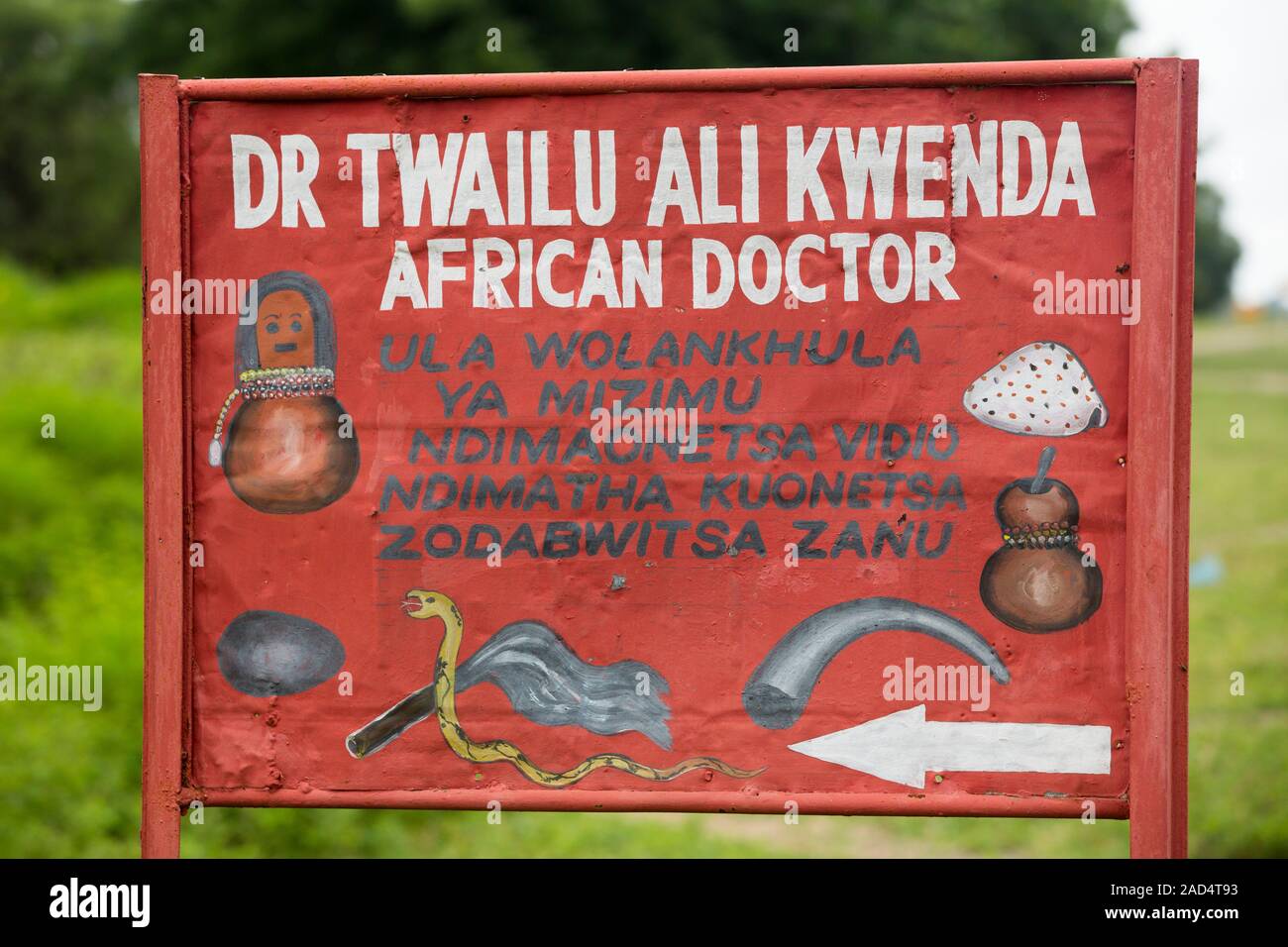 A sign for a traditional African Doctor in Chikwawa, Malawi Stock Photo ...