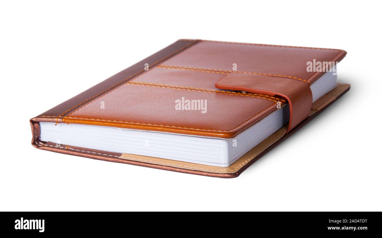 Closed notebook in leather cover Stock Photo - Alamy