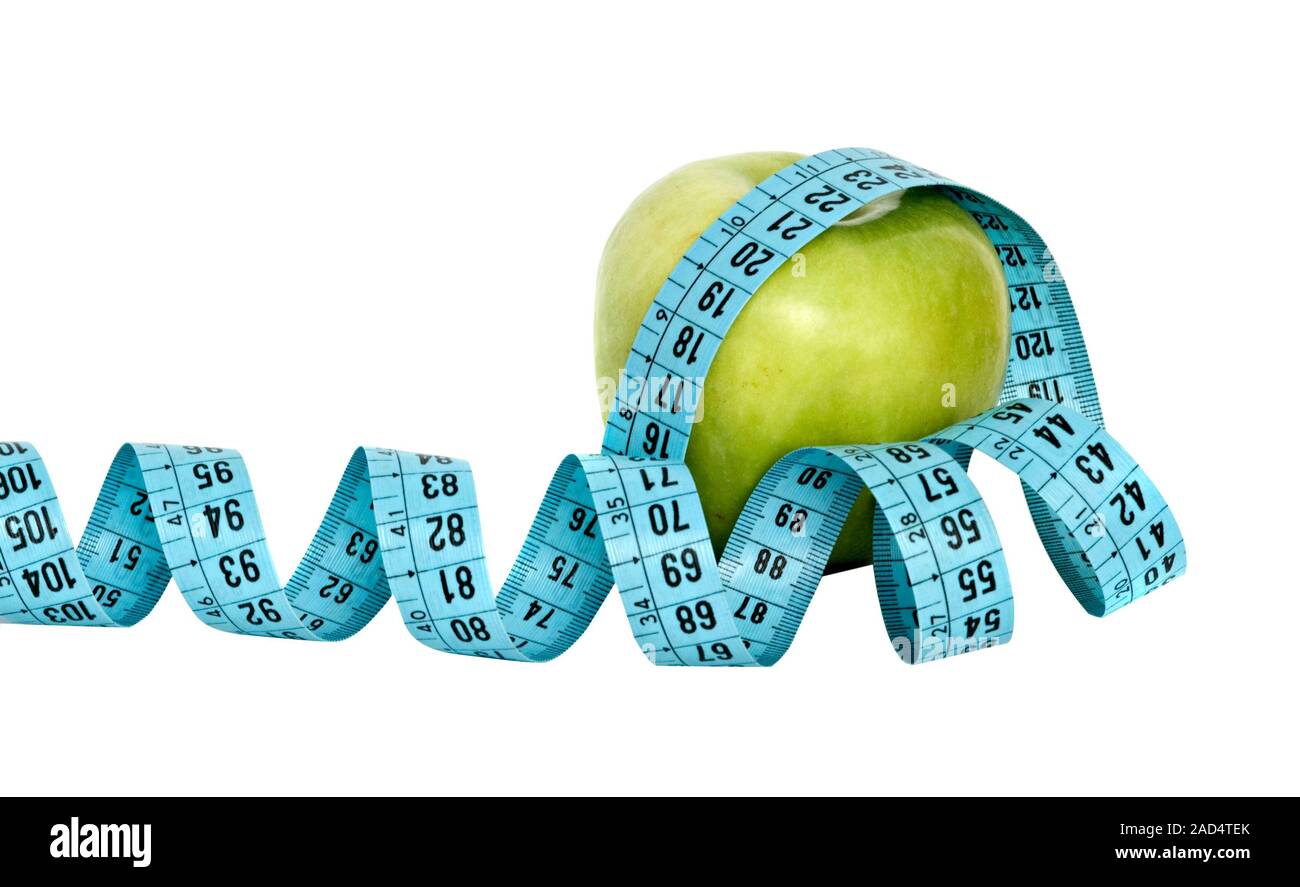 apple with measuring tape isolated on white background Stock Photo - Alamy