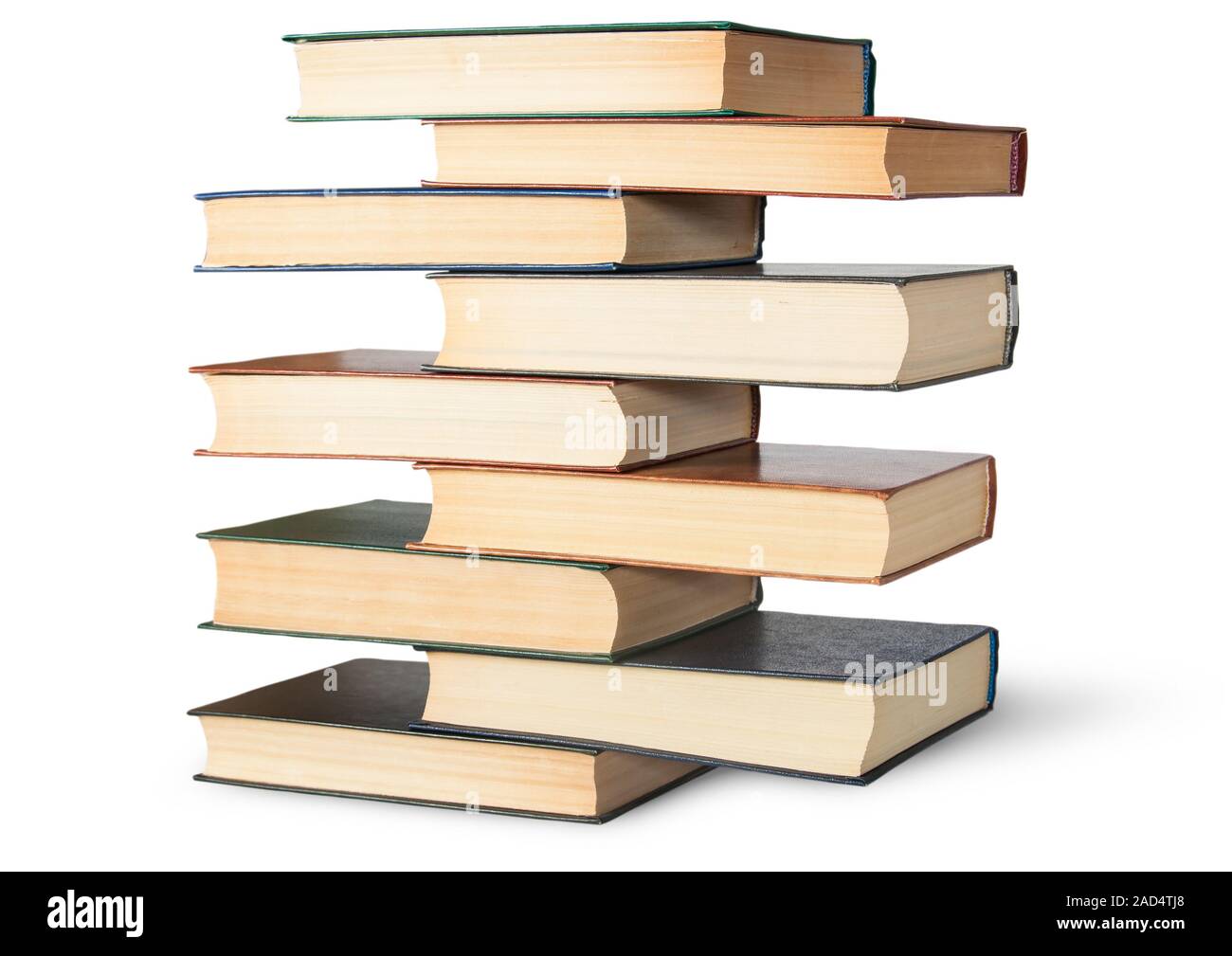 Vertical stack in old books rotated Stock Photo - Alamy