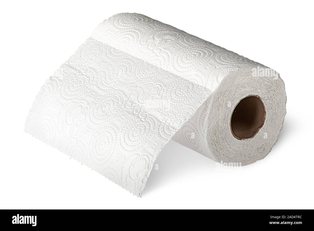 Roll white paper towels horizontally unrolled Stock Photo - Alamy