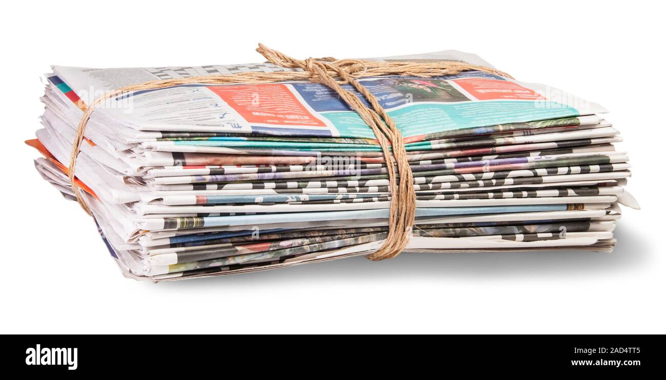 Stack Of Newspapers Bandaged Rope Stock Photo - Alamy