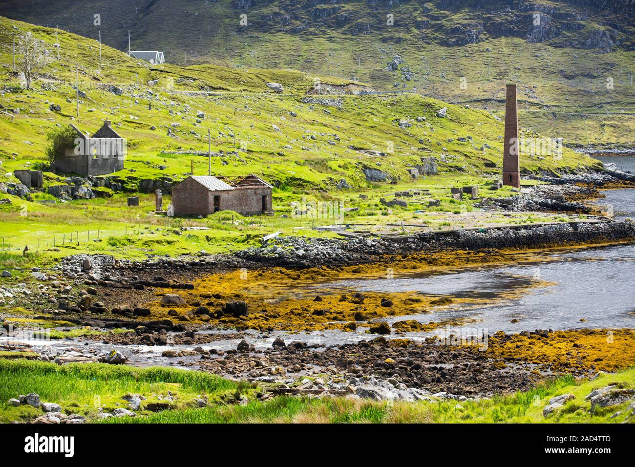An old whaling station on loch a Siar on the Isle of Harris, Outer ...
