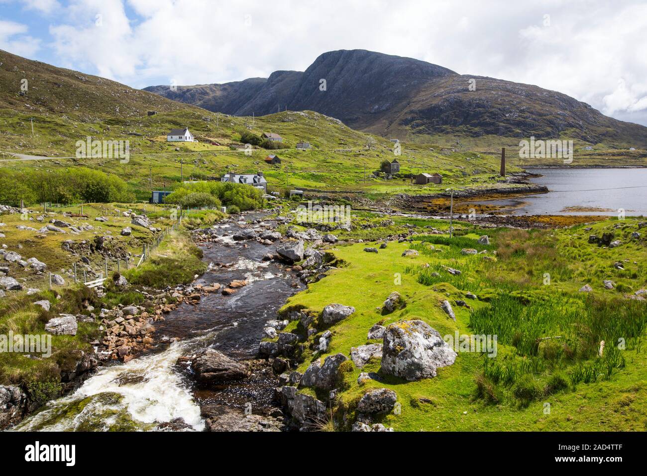 An old whaling station on loch a Siar on the Isle of Harris, Outer ...