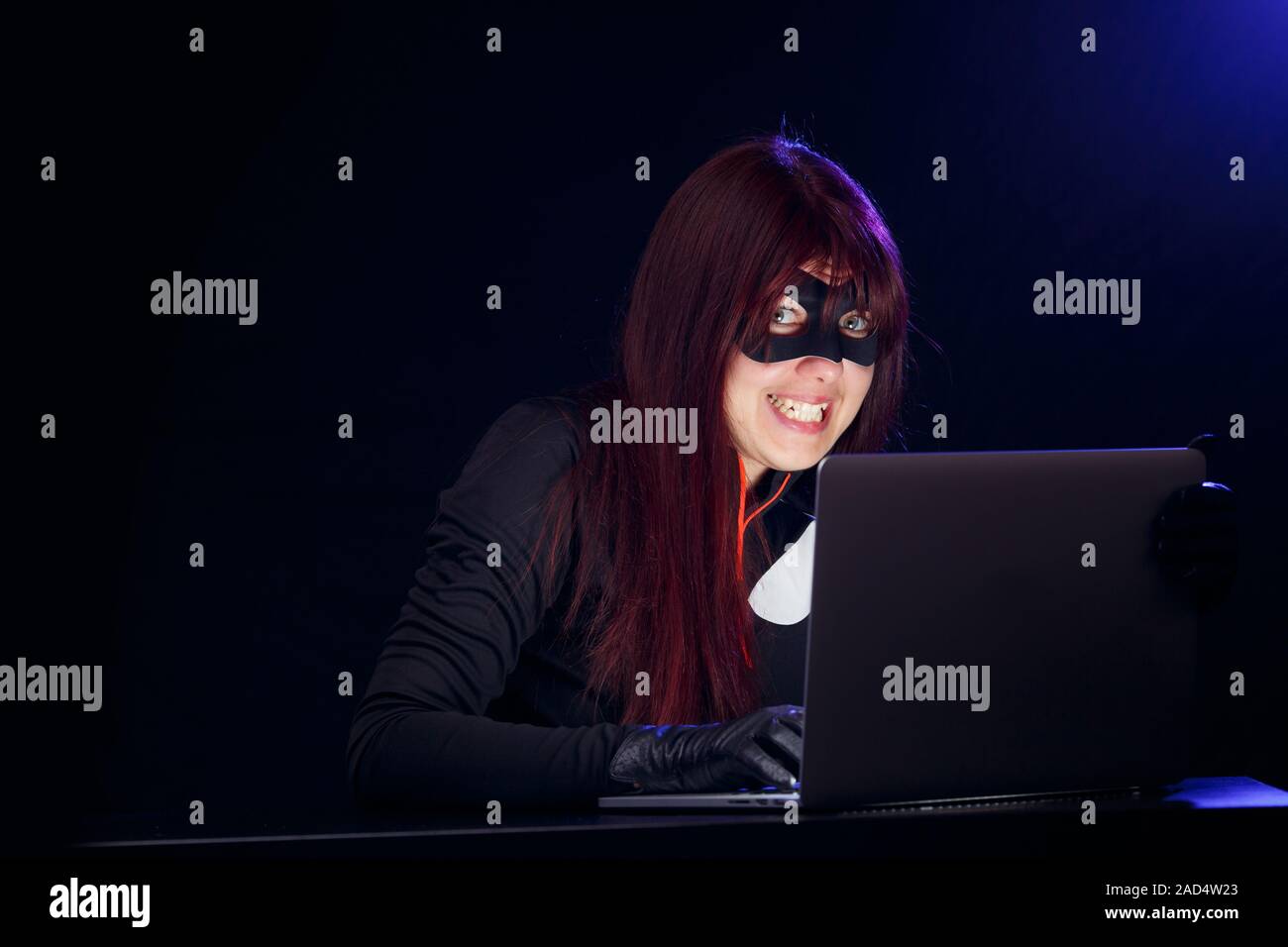 Girl spy in black mask Stock Photo - Alamy