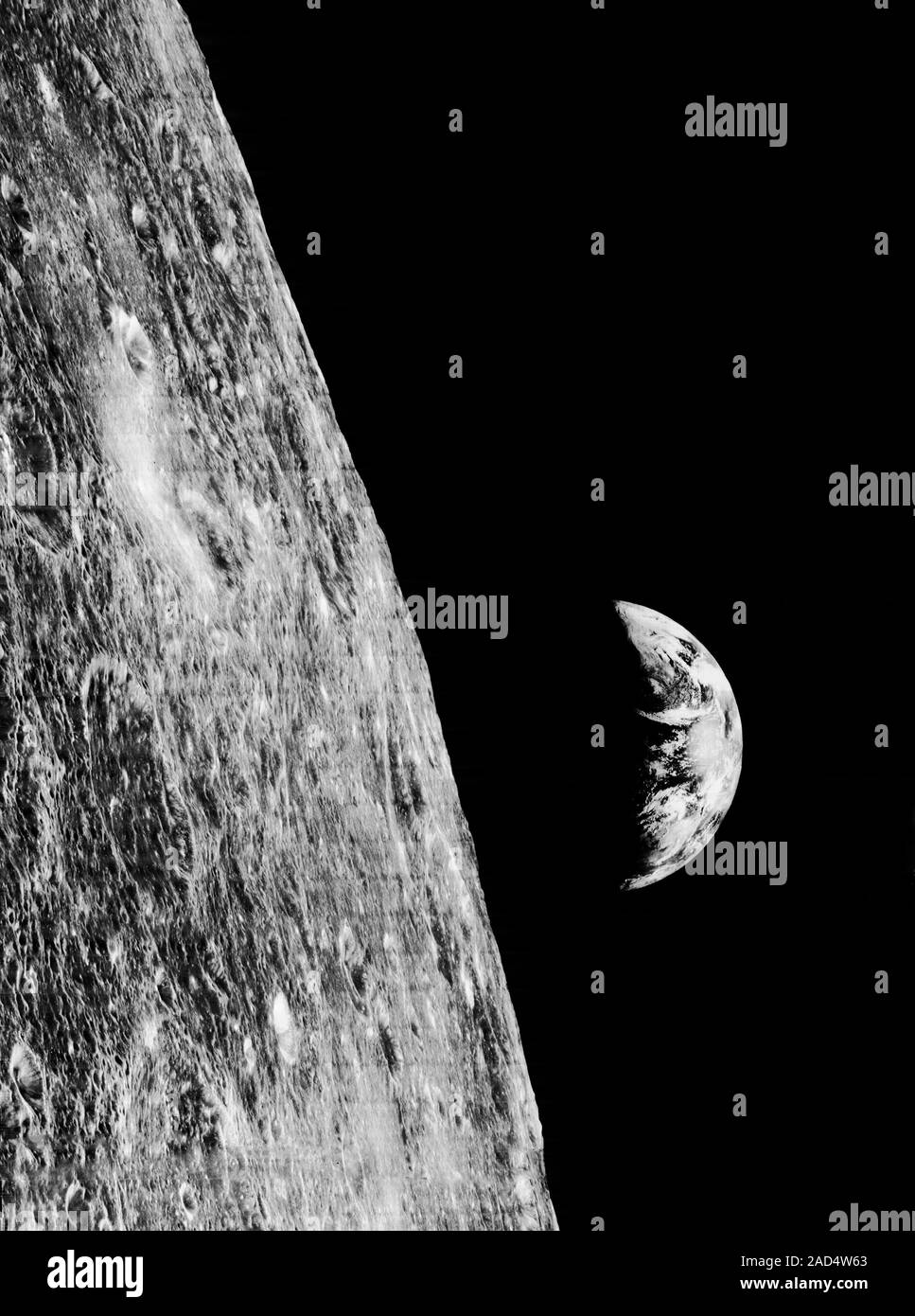 Earthrise from Lunar Orbiter 1. The Lunar Orbiter spacecraft were used ...