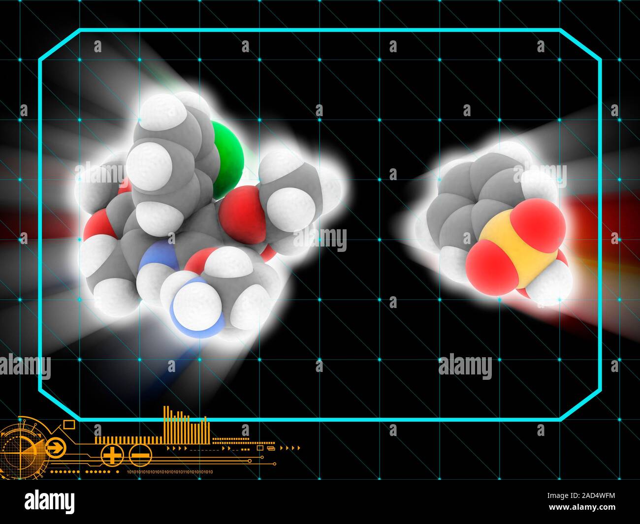 Amlodipine besylate. Molecular model of the drug amlodipine besylate ...