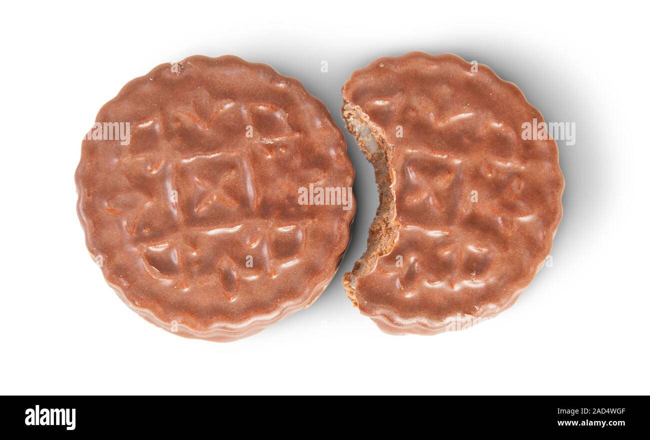 Whole And Bitten Off Chocolate Cookies Lying Next Stock Photo - Alamy