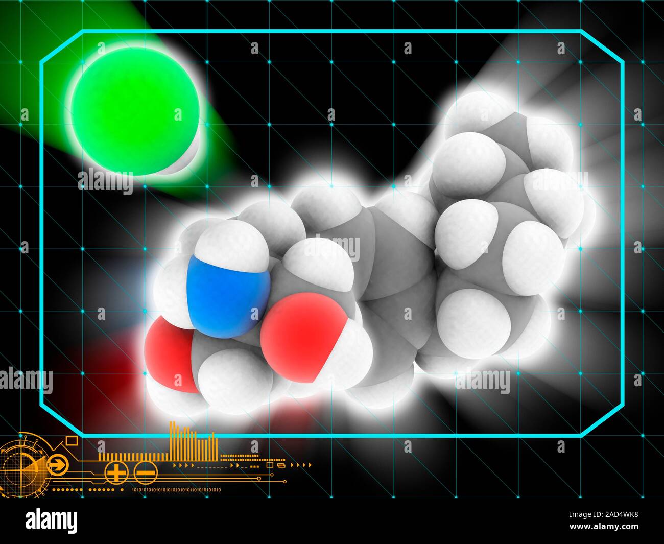 Fingolimod hydrochloride. Molecular model of the drug fingolimod ...