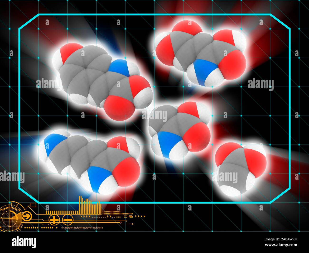 Glatiramer acetate. Molecular model of the drug glatiramer acetate (C25 ...