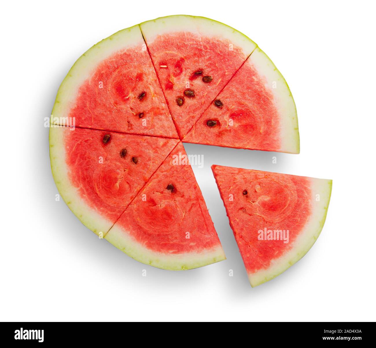 Round ripe watermelon with extended sector Stock Photo - Alamy