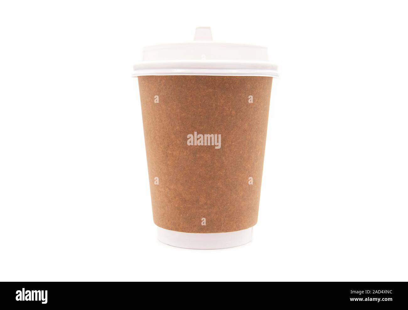 Cup, paper brown Cup with plastic Lid isolated on white Background ...